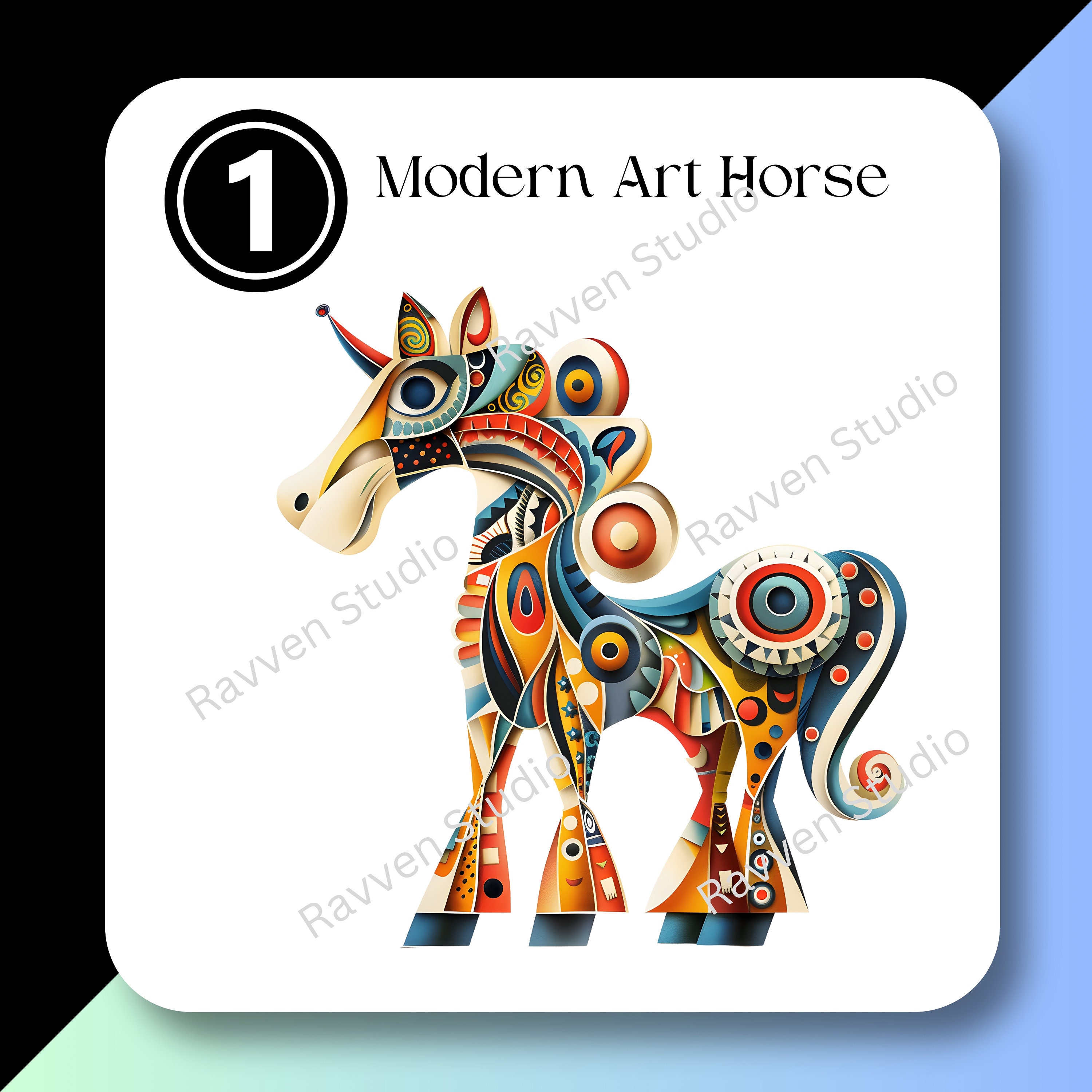 Modern Art Horse Clipart | Digital Download | Commercial Use | Colorful ...