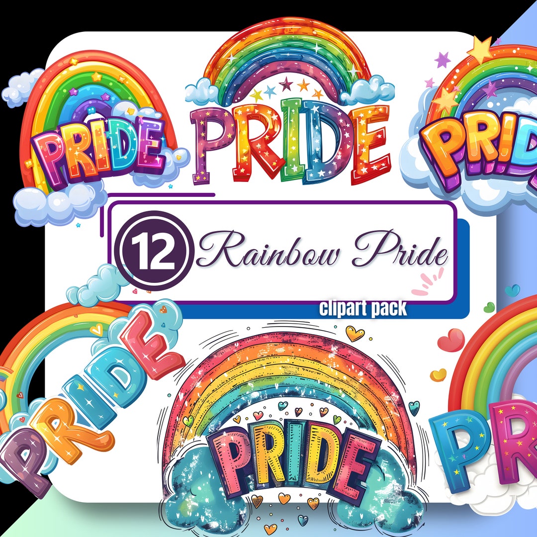 Rainbow Pride Clipart Happy Clouds Heart LGBTQIA+ Clip Art Junk Journal ...