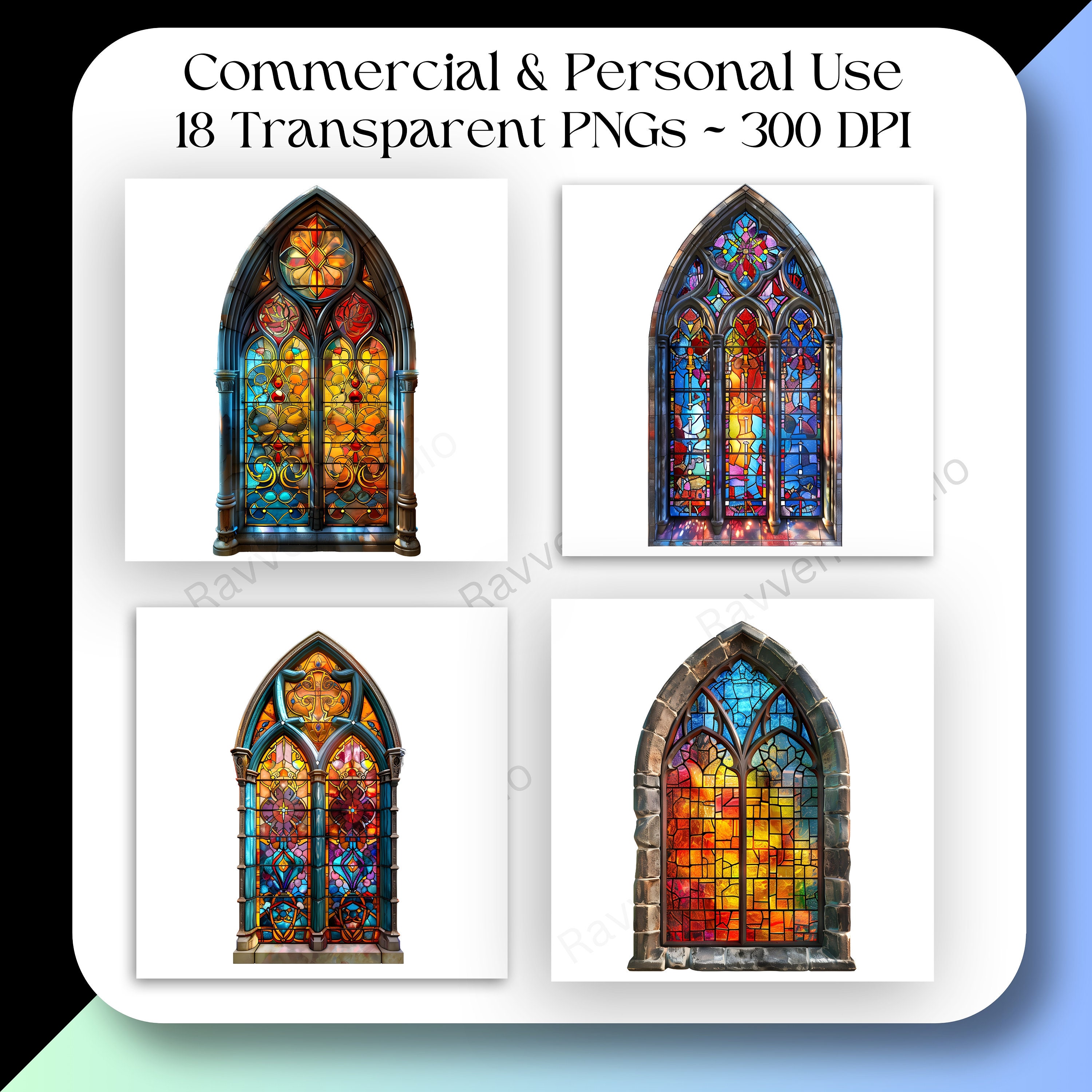 Stained Glass Window Clipart Clip Art Colorful Arched Gothic Church ...