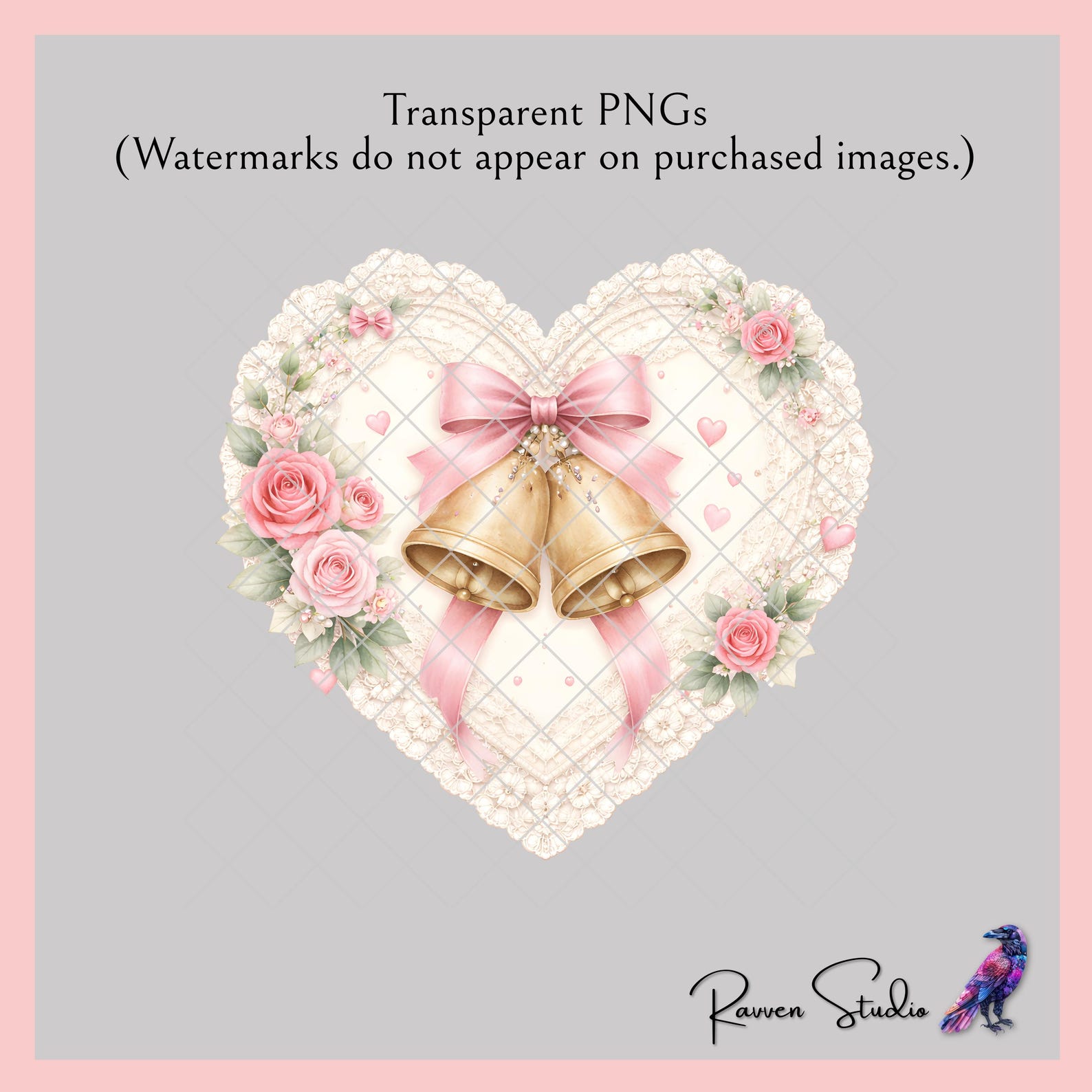 Lace Valentine Clipart, Romantic Hearts PNG, Vintage Romance, Wedding ...