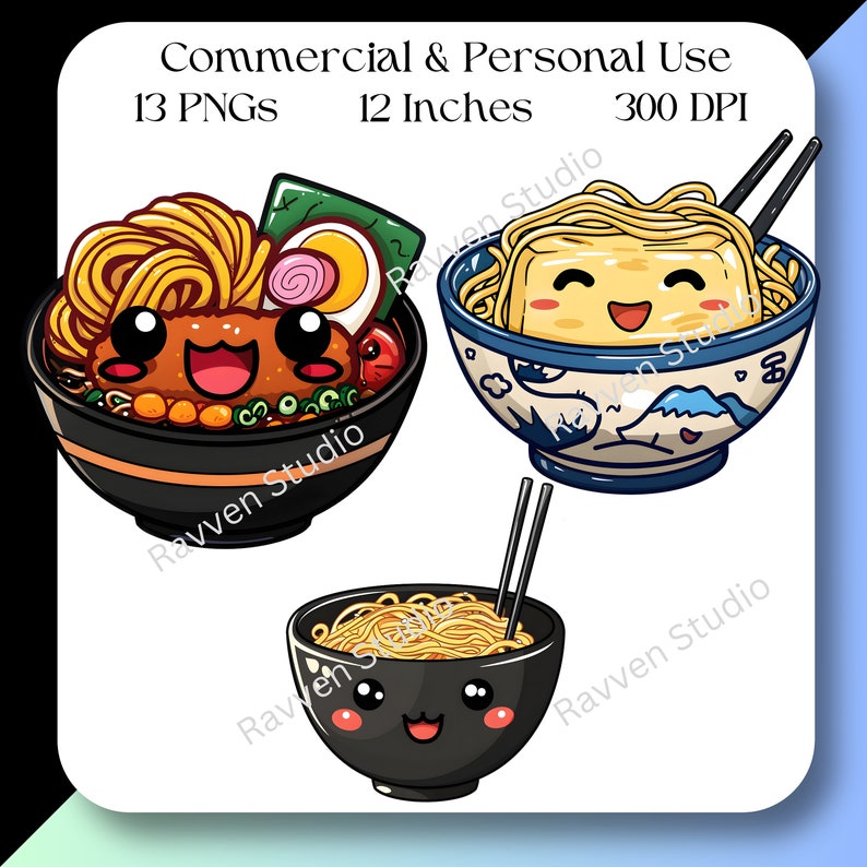Cute Kawaii Noodle Bowl Clipart, Cute Japanese Food Png, Digital ...