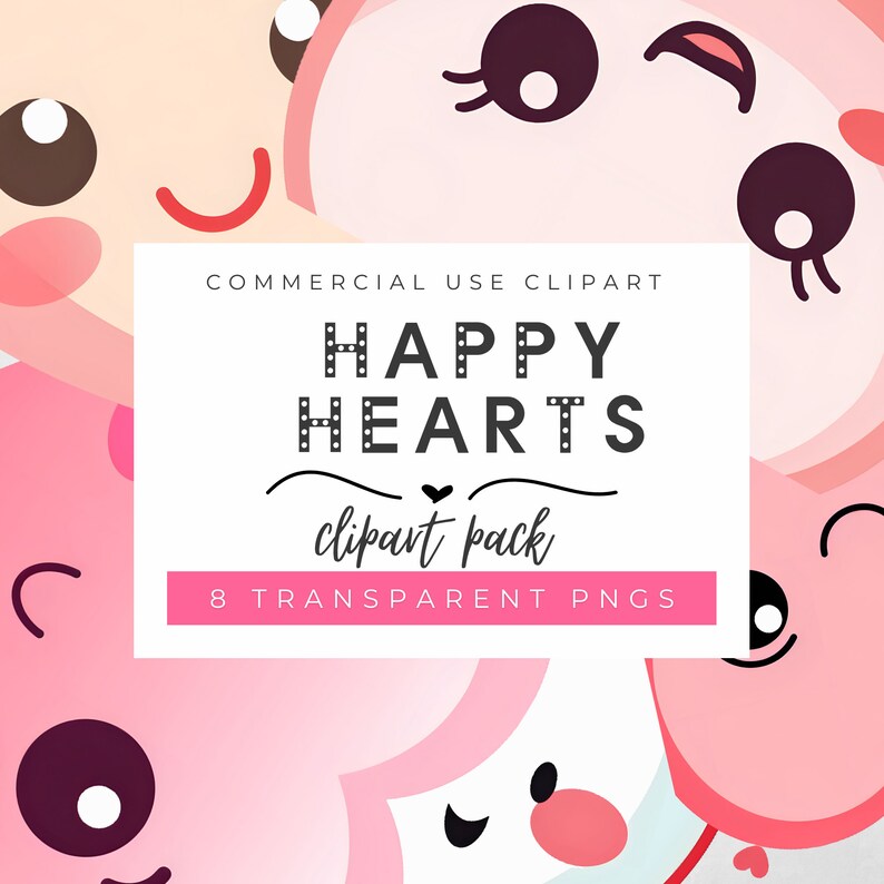 Happy Hearts Clipart | Instant Download | Heart Clip Art | Valentines ...