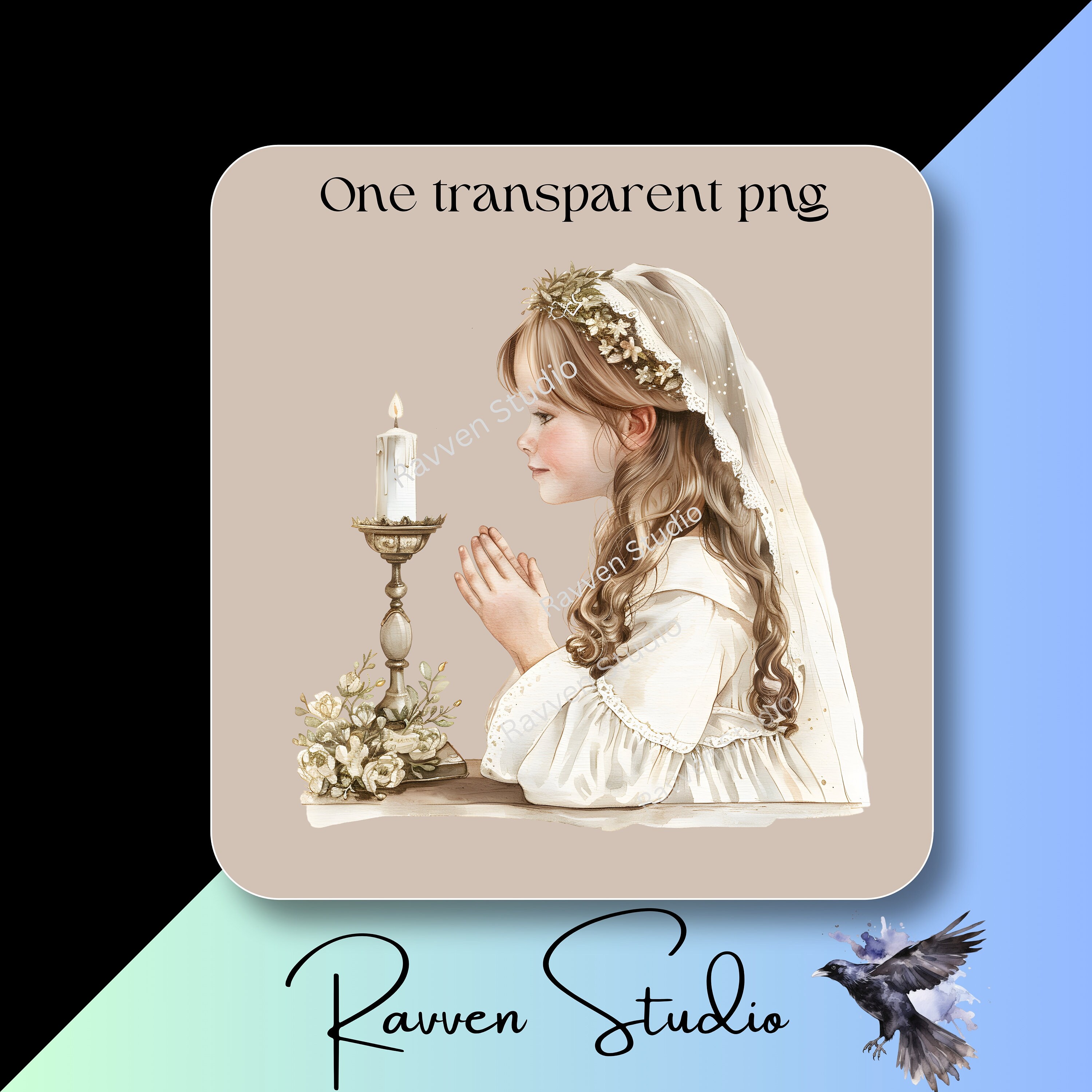 First Holy Communion Clipart, Little Girl Design, Watercolor Clip Art ...