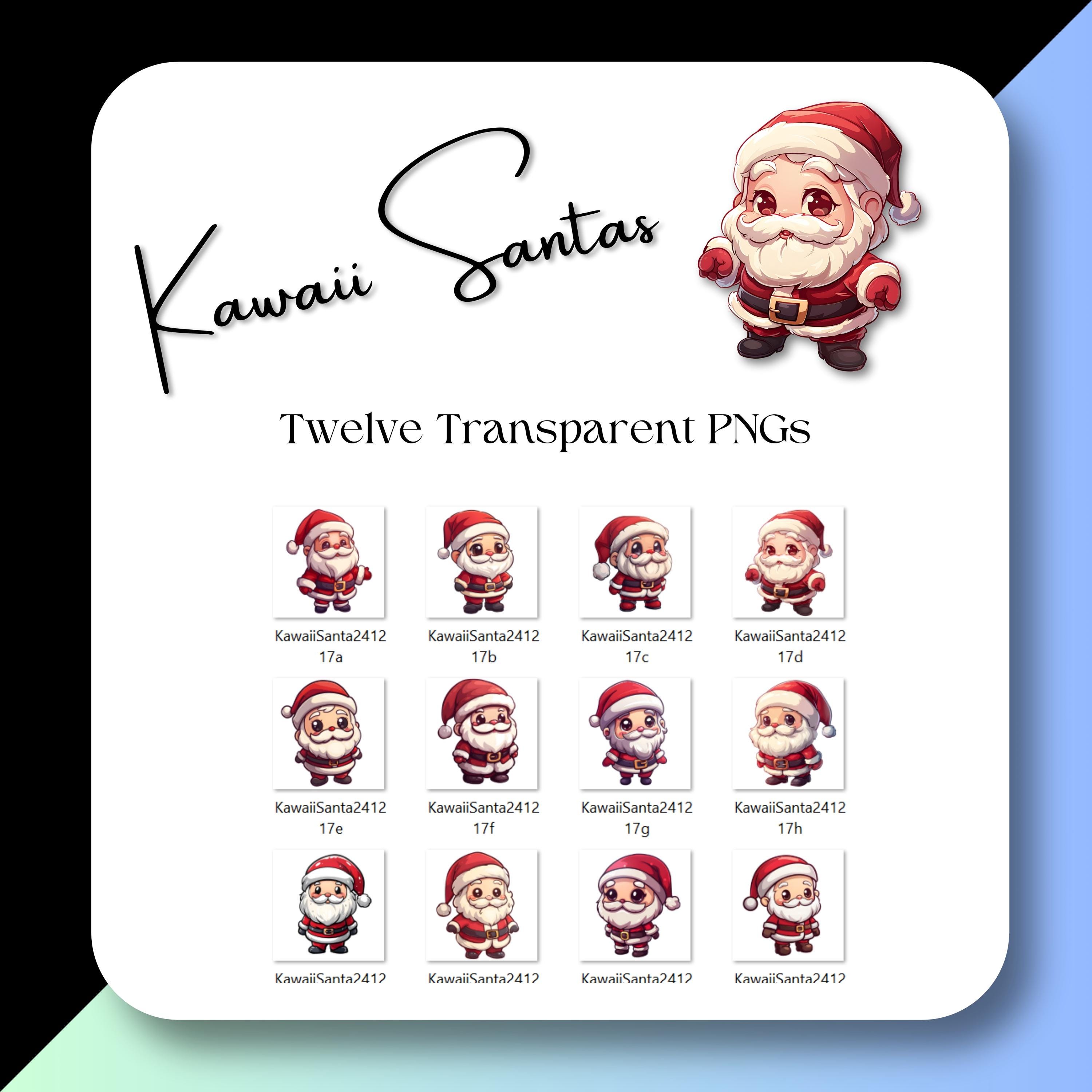 Kawaii SANTA Claus Clipart Graphic Festive Christmas Xmas Ho Ho Holiday ...