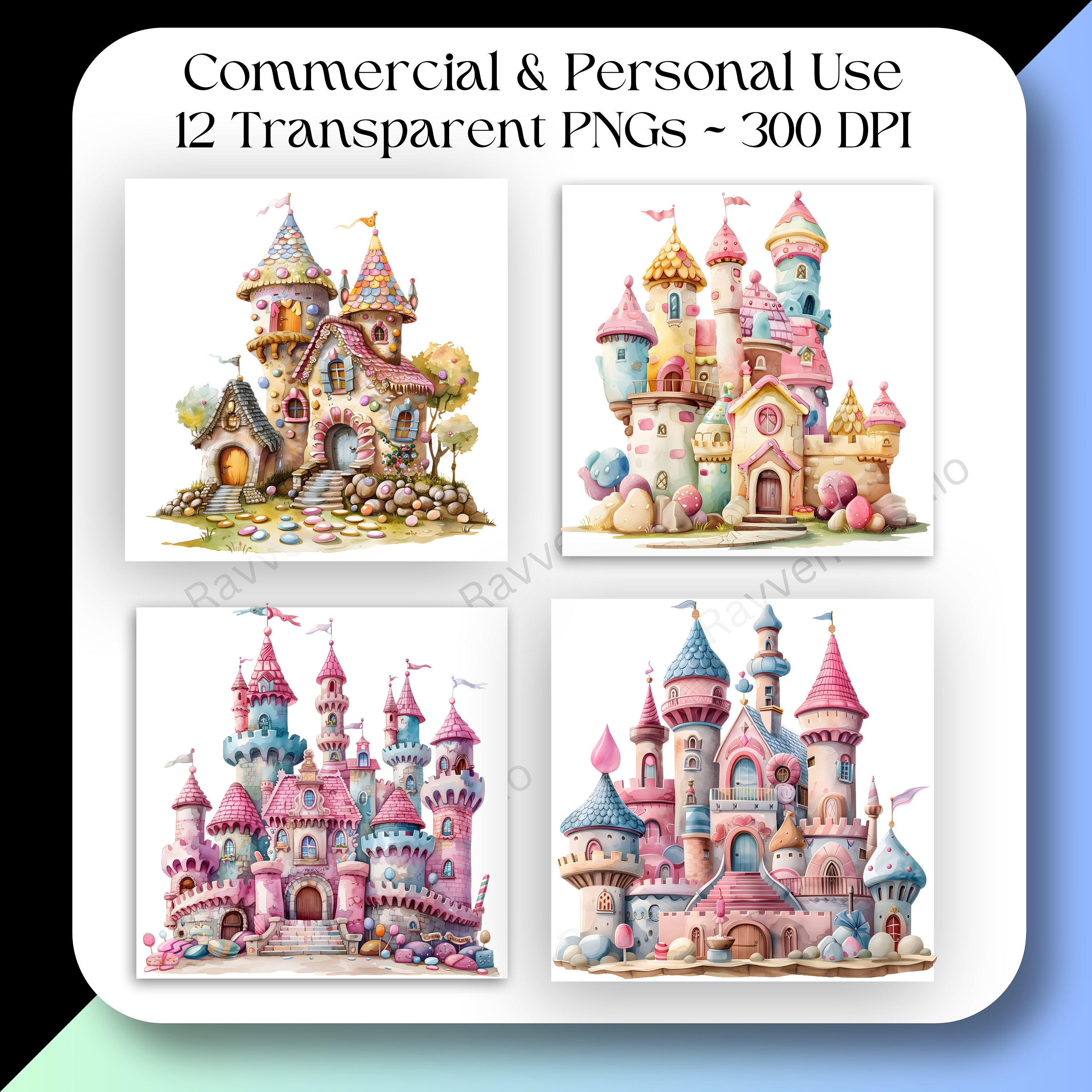 Candyland Castle Clipart, Fantasy Candy Castle Clip Art Princess Castle ...