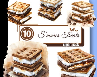 Watercolor Clip Art Smores Clip Art Camping Food Marshmallow Campfire ...