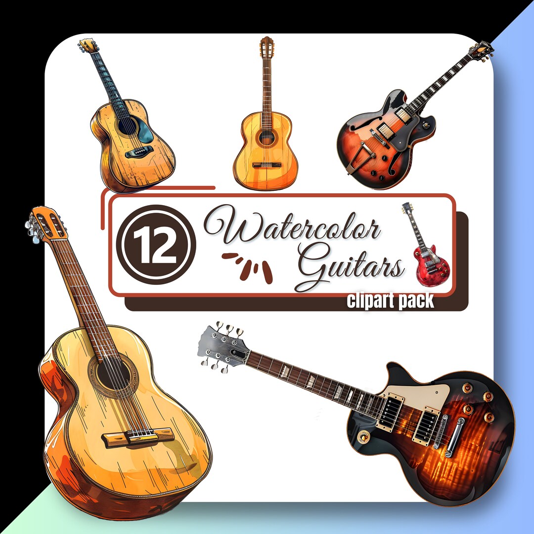 Watercolor Guitars Clipart, Music Clip Art, Musical Instrument Png ...