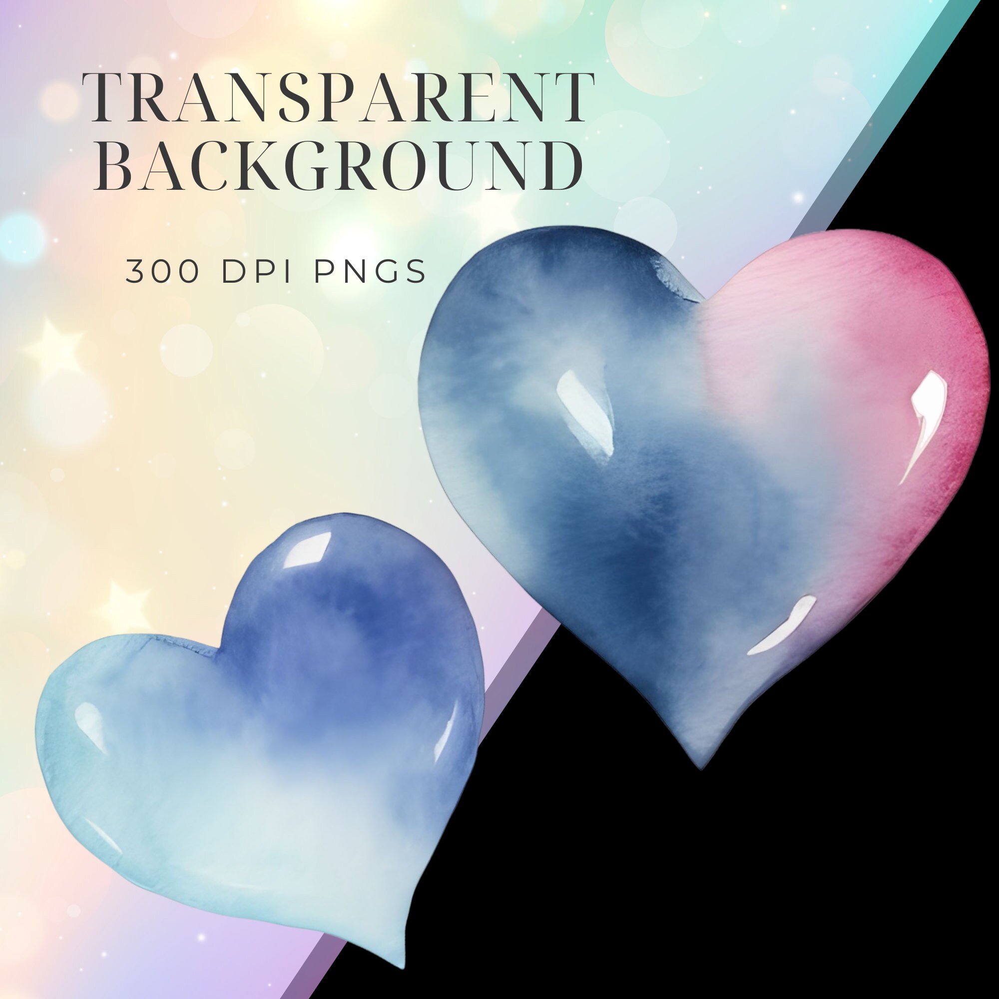 Rainbow Hearts Clip Art Instant Download Valentine Design Rainbow Heart ...