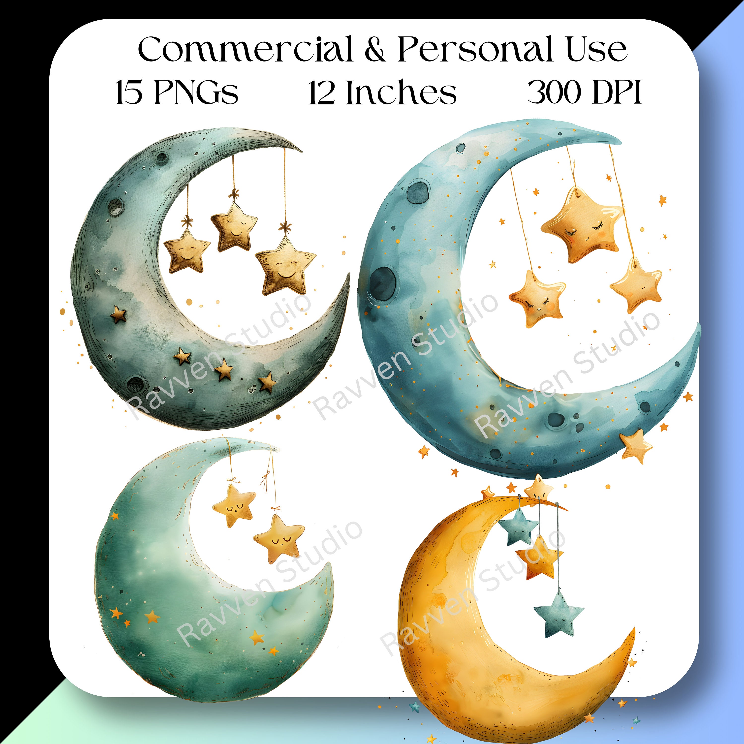 Celestial Clipart, Moon and Stars Clip Art, Sweet Dreams Baby ...