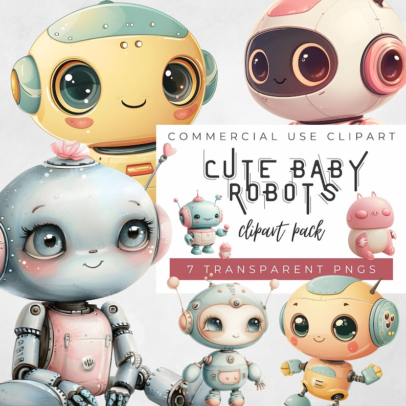 Cute Baby Robots Clipart Collection | Robots Prints | Robot Clip Art ...