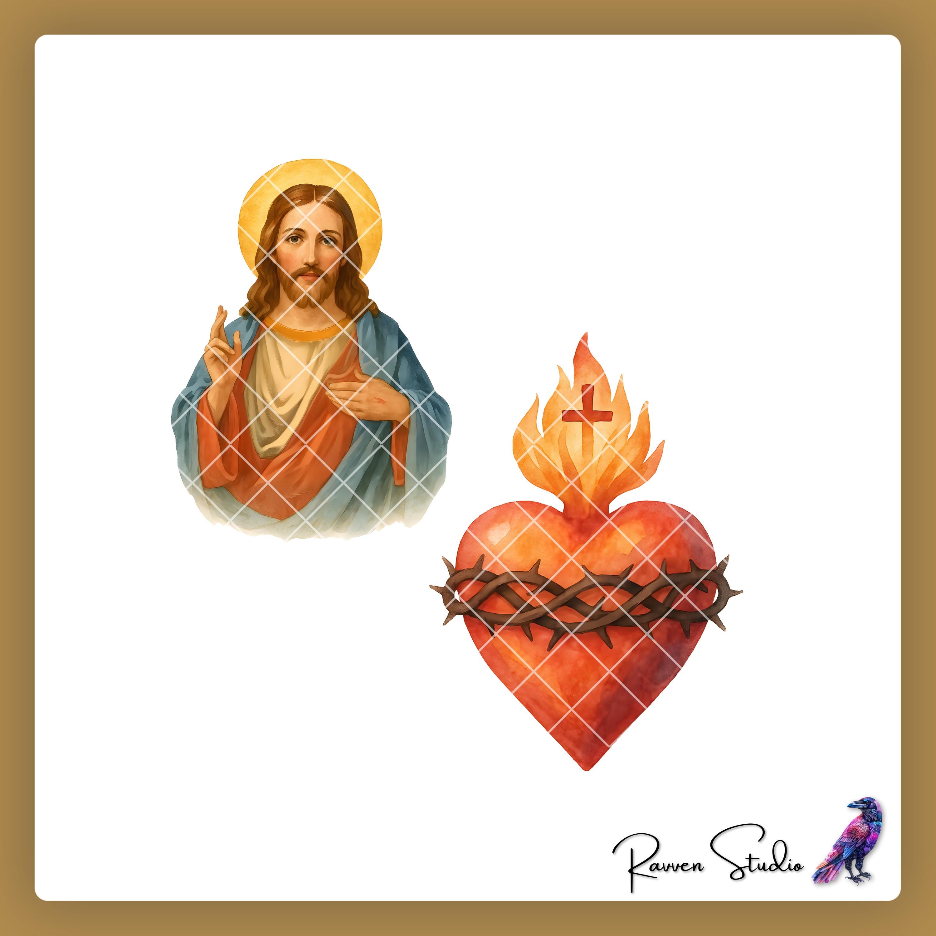 Sacred Heart of Jesus Clipart Pack • Christian Religious Art • Catholic ...