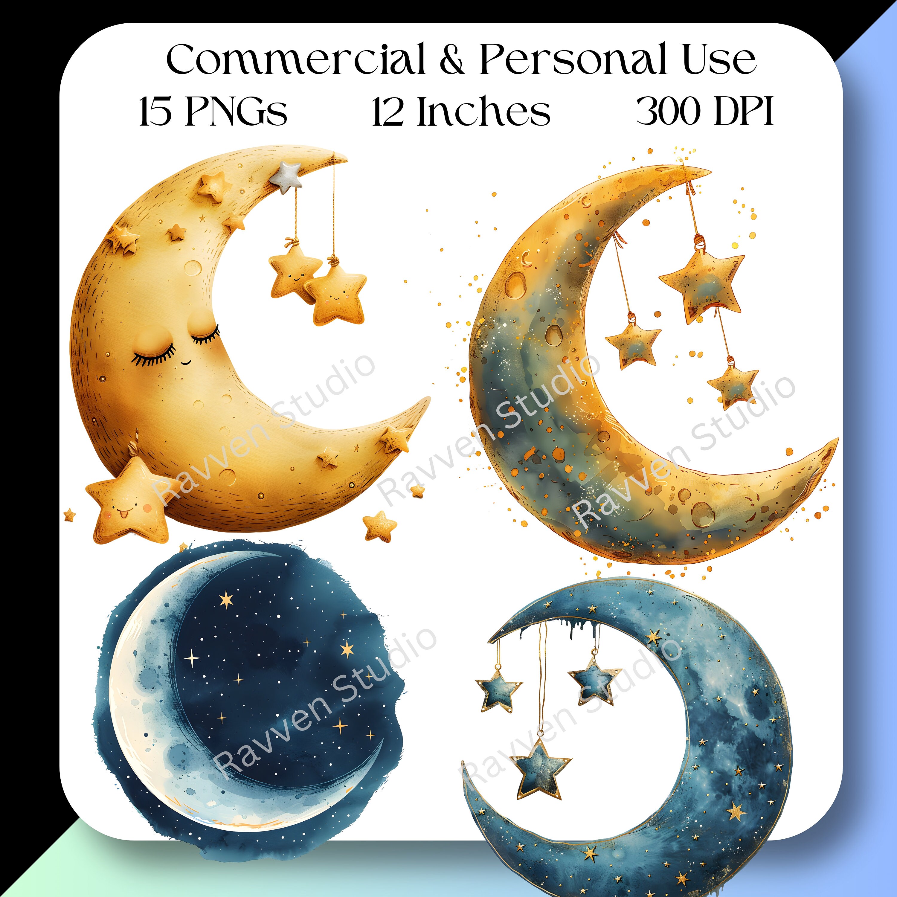 Celestial Clipart, Moon and Stars Clip Art, Sweet Dreams Baby ...