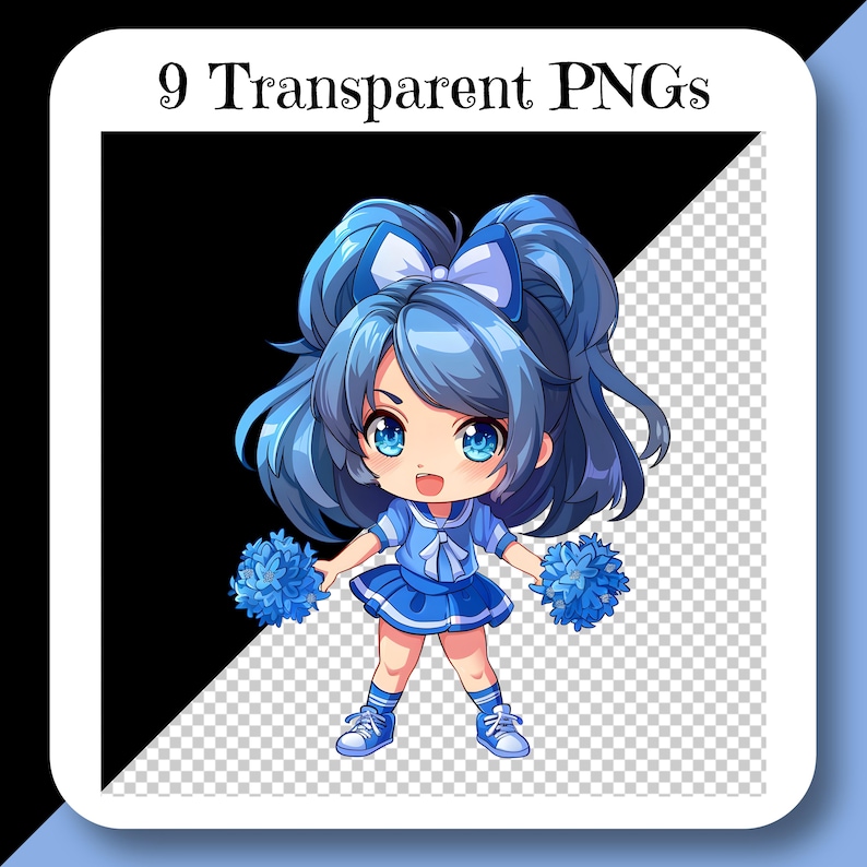 Chibi CHEERLEADER Clipart Set D PNG, Girl Cheer, Digital Download for ...
