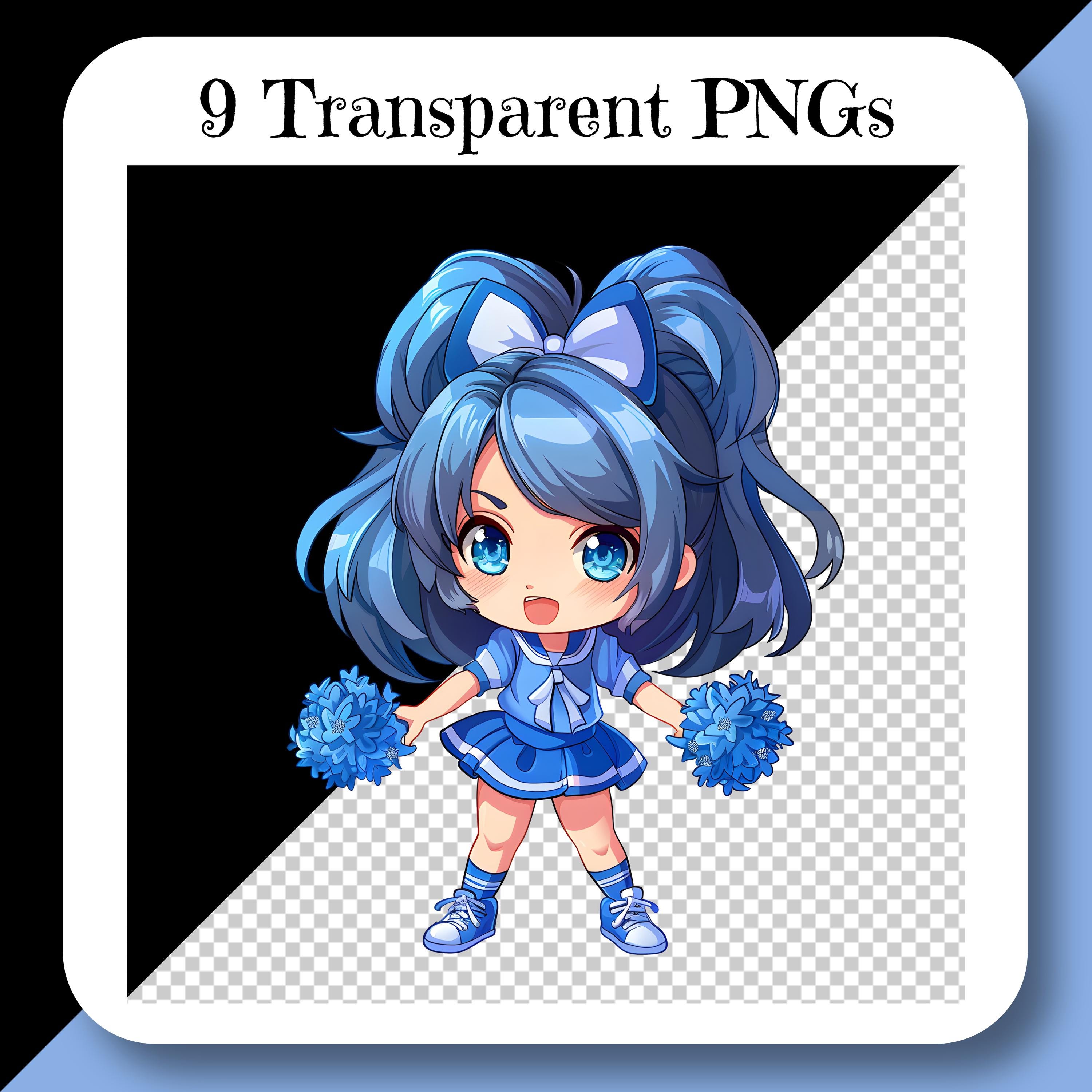 Chibi CHEERLEADER Clipart Set D PNG, Girl Cheer, Digital Download for ...
