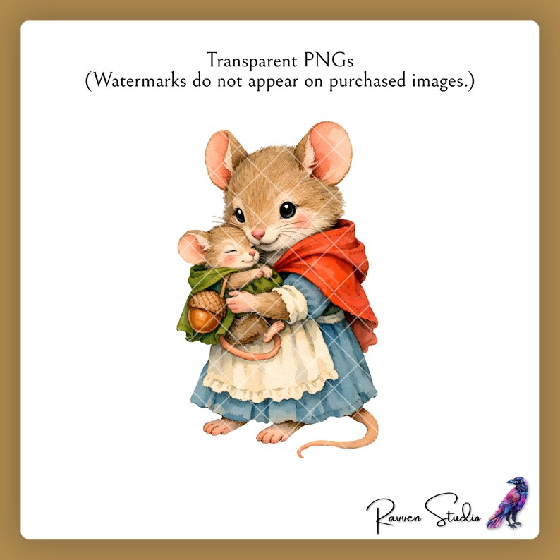 Woodland Mice Clipart Pack, Storybook Mouse Family Pngs, Whimsical ...