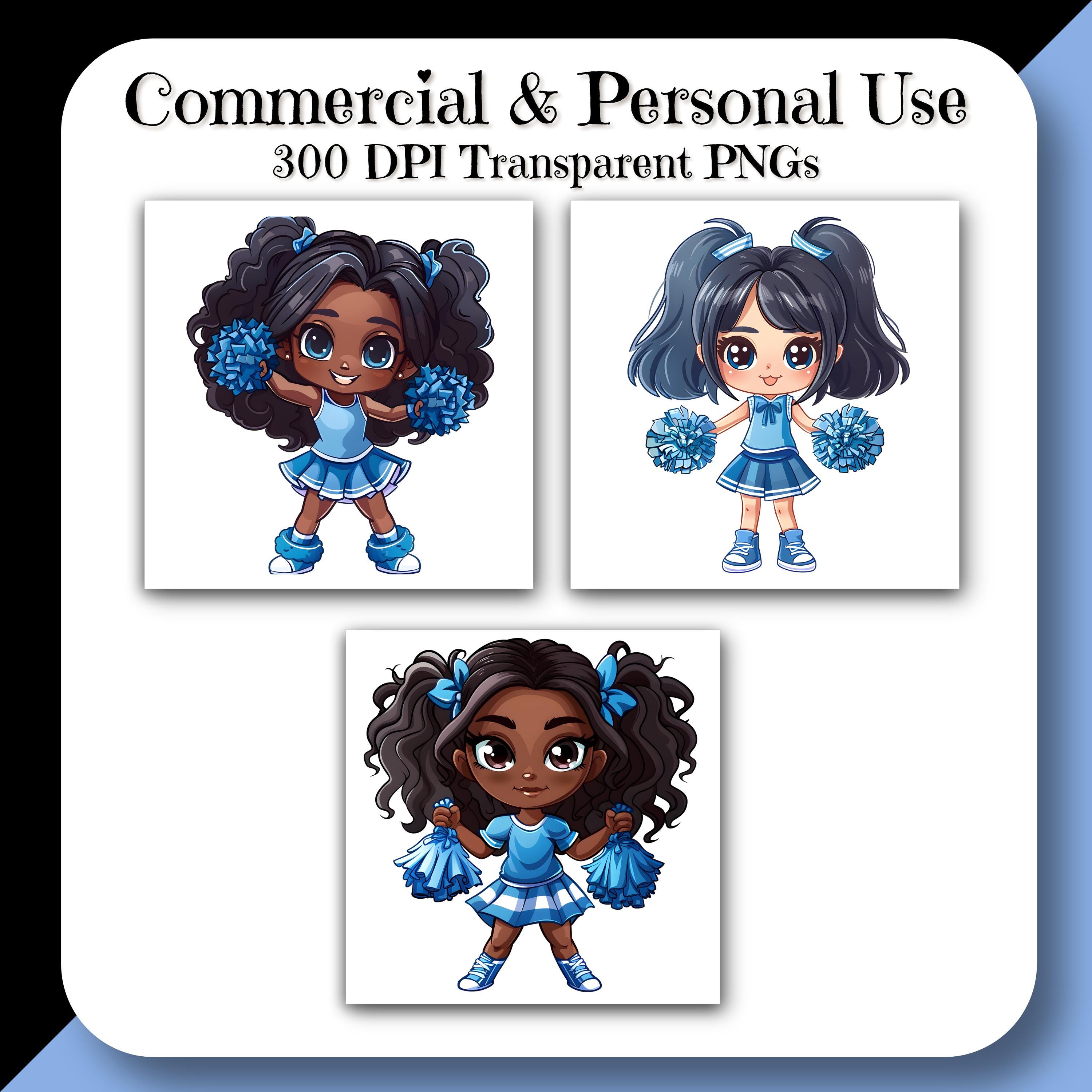 Chibi CHEERLEADER Clipart Set D PNG, Girl Cheer, Digital Download for ...