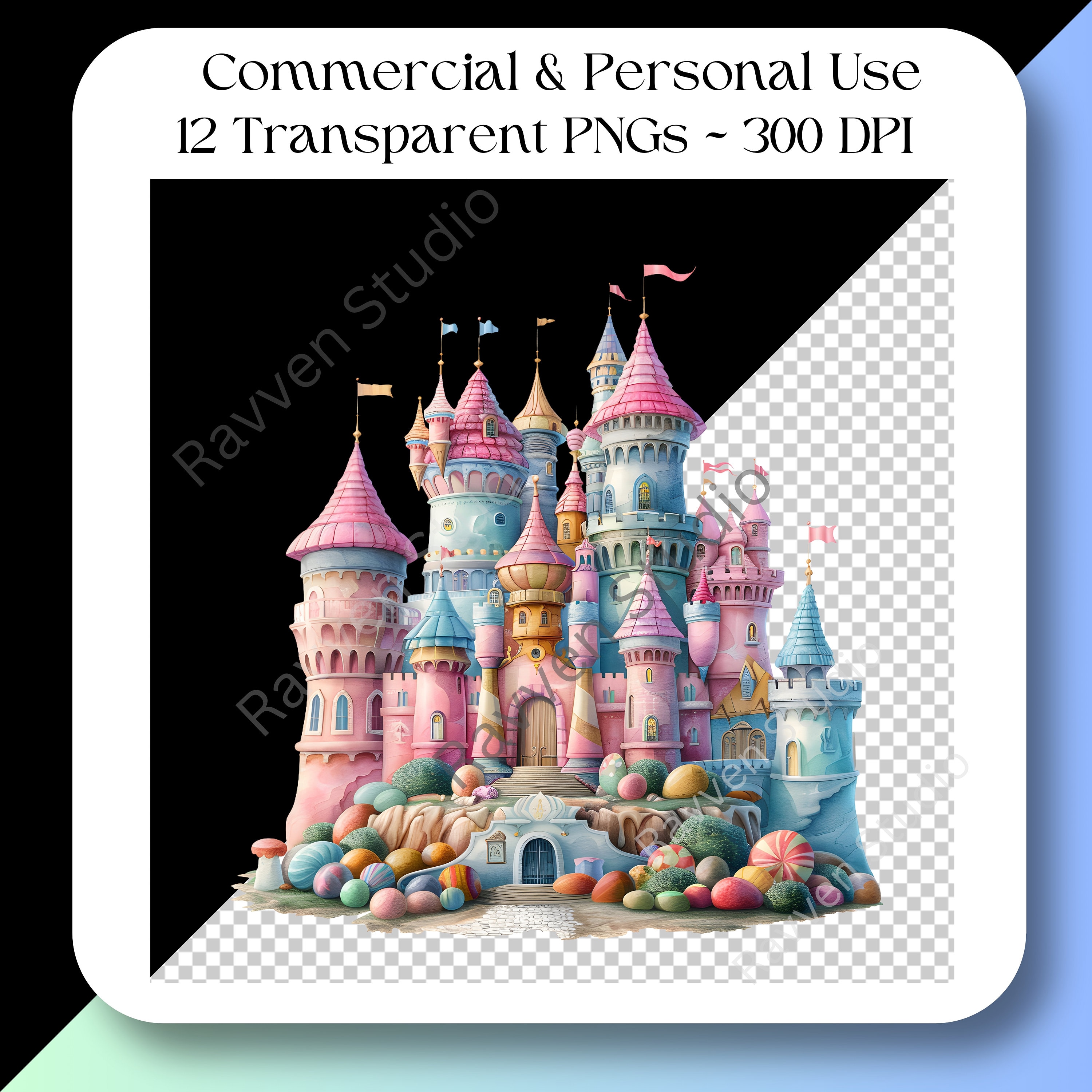 Candyland Castle Clipart, Fantasy Candy Castle Clip Art Princess Castle ...