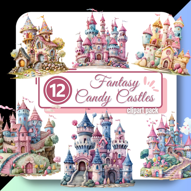 Candyland Castle Clipart, Fantasy Candy Castle Clip Art Princess Castle ...