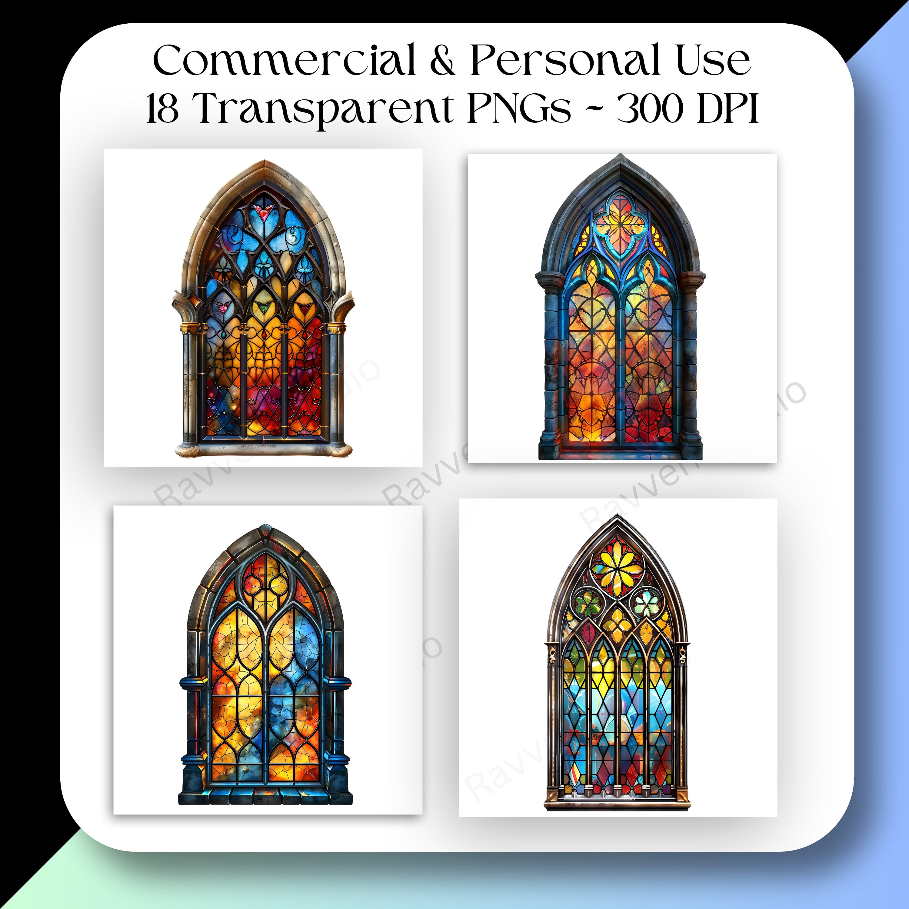Stained Glass Window Clipart Clip Art Colorful Arched Gothic Church ...