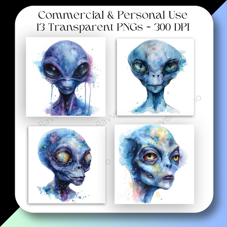 ALIEN Faces Clipart, Space Alien Clip Art Sublimation, Horror PNG ...