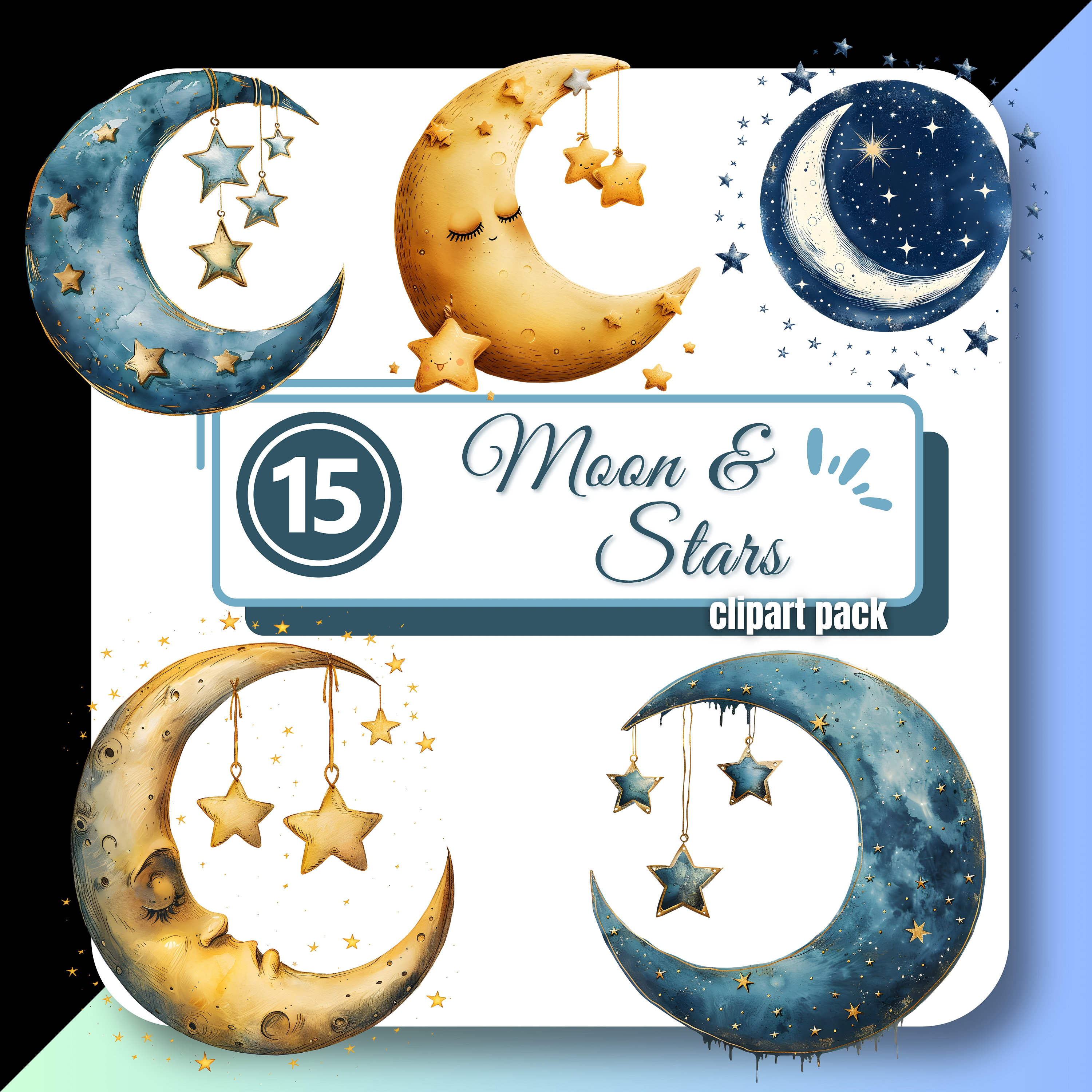 Celestial Clipart, Moon and Stars Clip Art, Sweet Dreams Baby ...