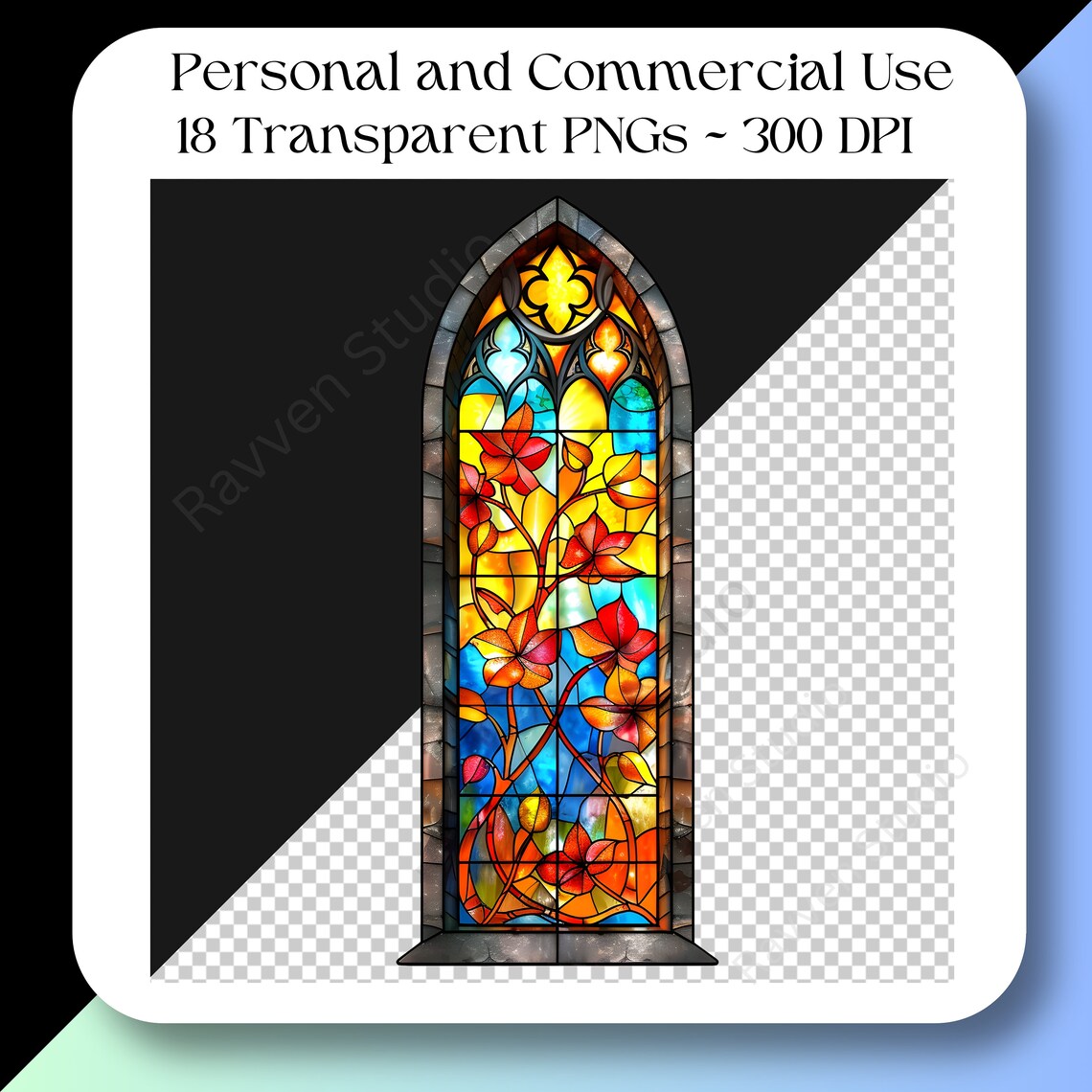 Stained Glass Window Clipart Clip Art Colorful Arched Gothic Church ...