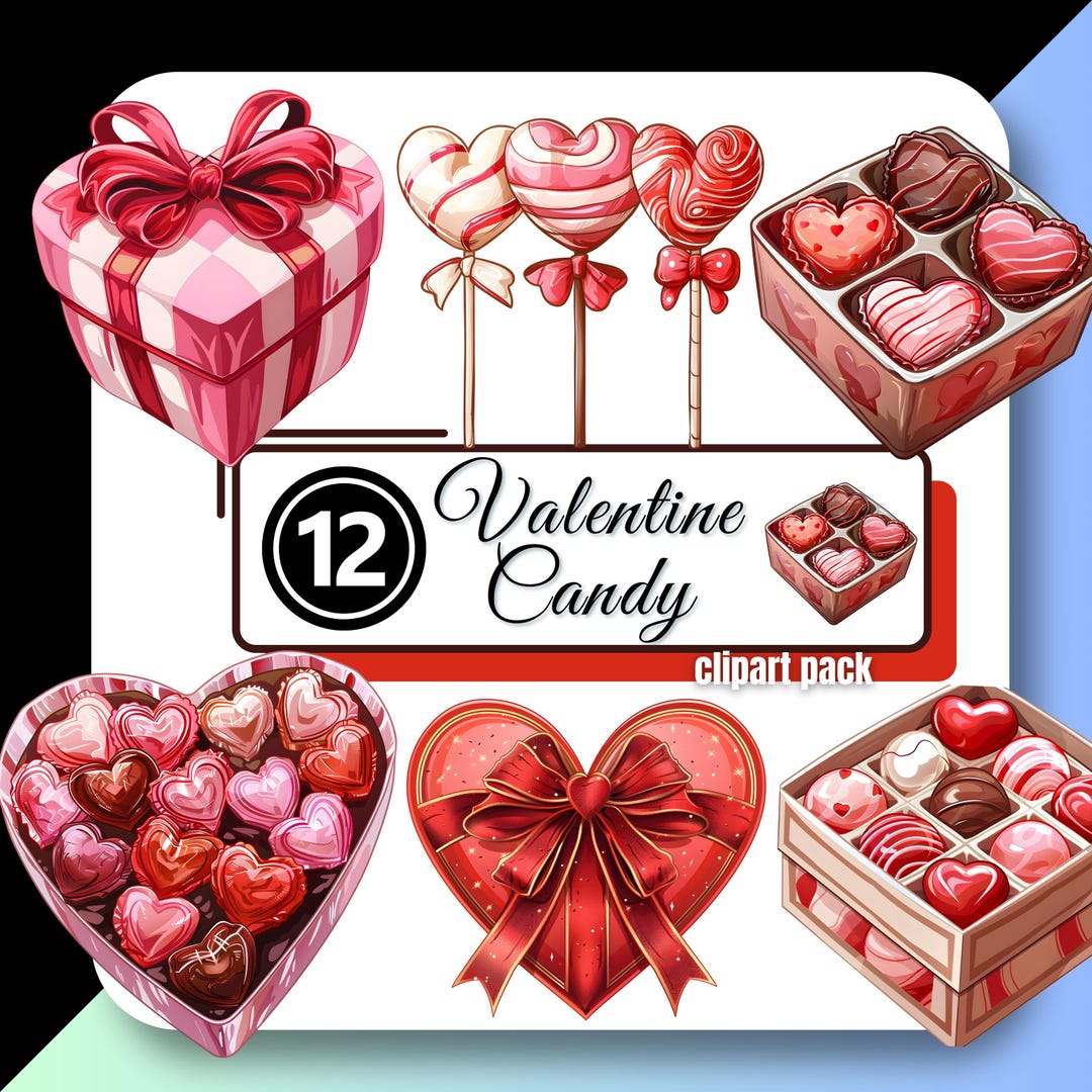 Valentine CANDY Clipart Clip Art Holiday Party Decor Heart Chocolate ...