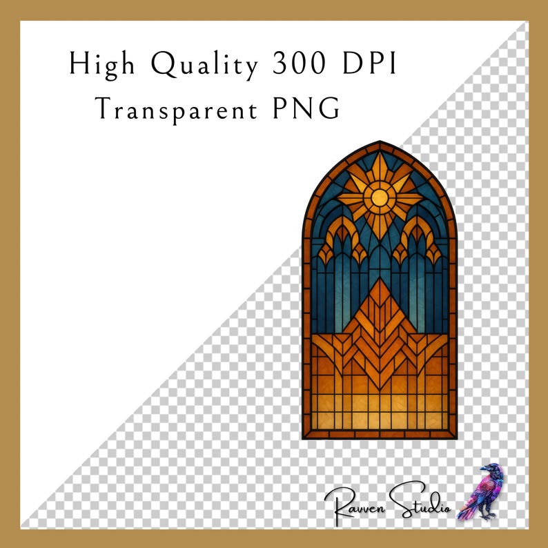 Art Deco Stained Glass Window Clipart | Vintage Architectural Pngs | 15 ...