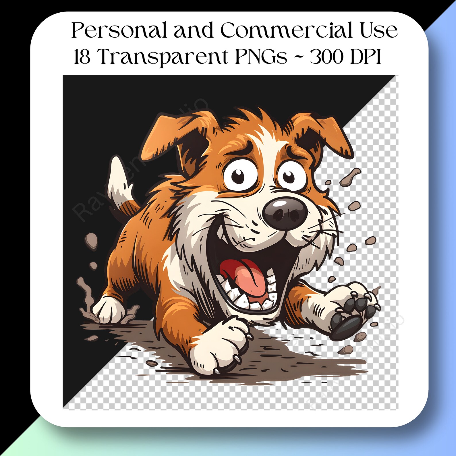 Crazy Dog Clipart Quirky Pet Animal Mutt Funny Canine Junk Journal PNG ...