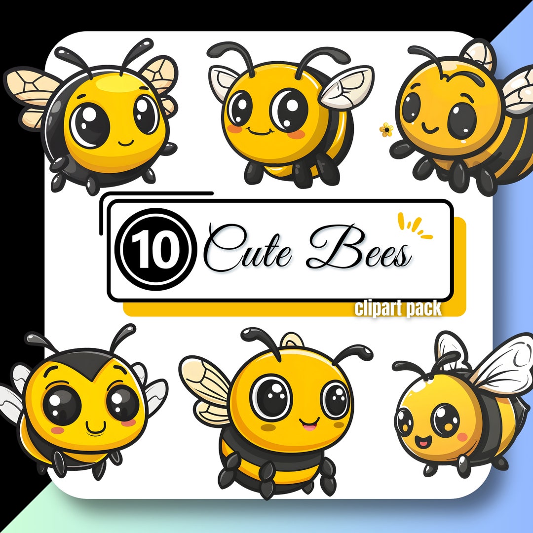 Cute Honey Bee Clipart, Garden Clip Art, Kawaii Spring PNG, Junk ...