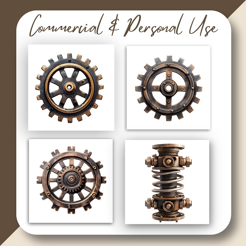 STEAMPUNK Cogs Clipart Vintage Gears Clockwork Mechanical Illustrations ...