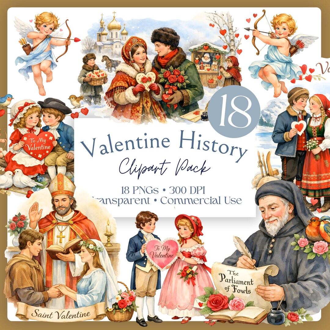 Valentine's Day History Clipart Pack | Holiday Love Around the World ...