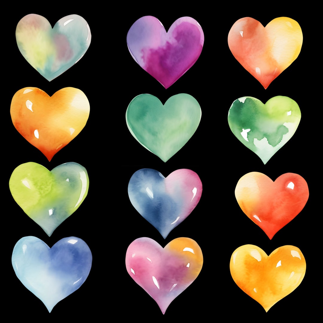Rainbow Hearts Clip Art | Instant Download | Valentine Design | Rainbow ...