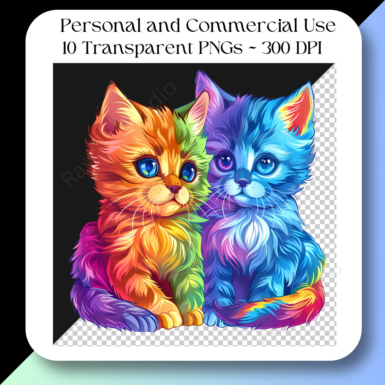 RAINBOW KITTENS Clipart Clip Art Cats LGBTQIA+ Feline Pride Animal Pet ...