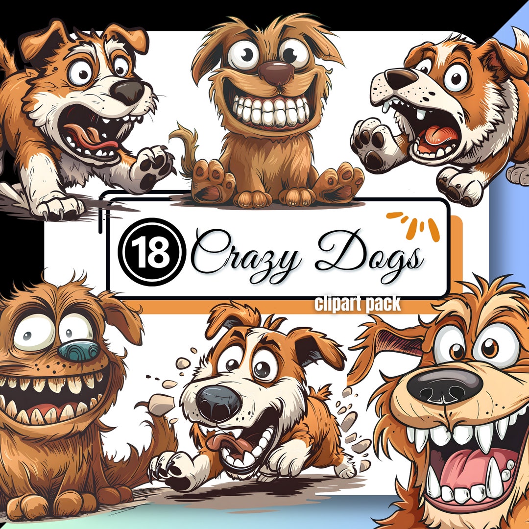 Crazy Dog Clipart Quirky Pet Animal Mutt Funny Canine Junk Journal PNG ...