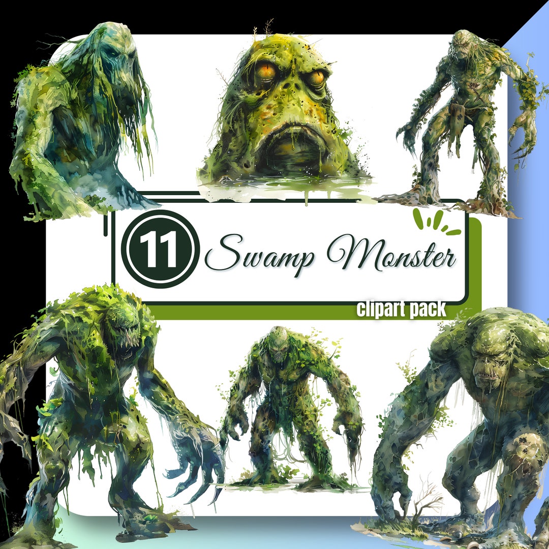 Swamp Monster Clipart, Horror Clip Art, Green Creature PNG, Digital ...