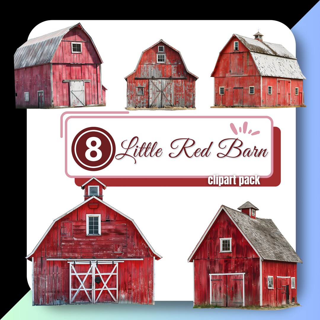 Little Red Barn Clipart, Farm Clipart, Red Barn PNG, Junk Journal, Farm House Barn Clip Art ...