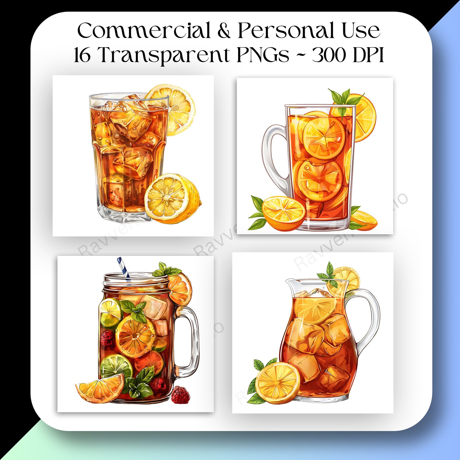 Iced Tea Clipart, Summer Drink Clip Art, Party Décor, Ice Suntea PNG ...