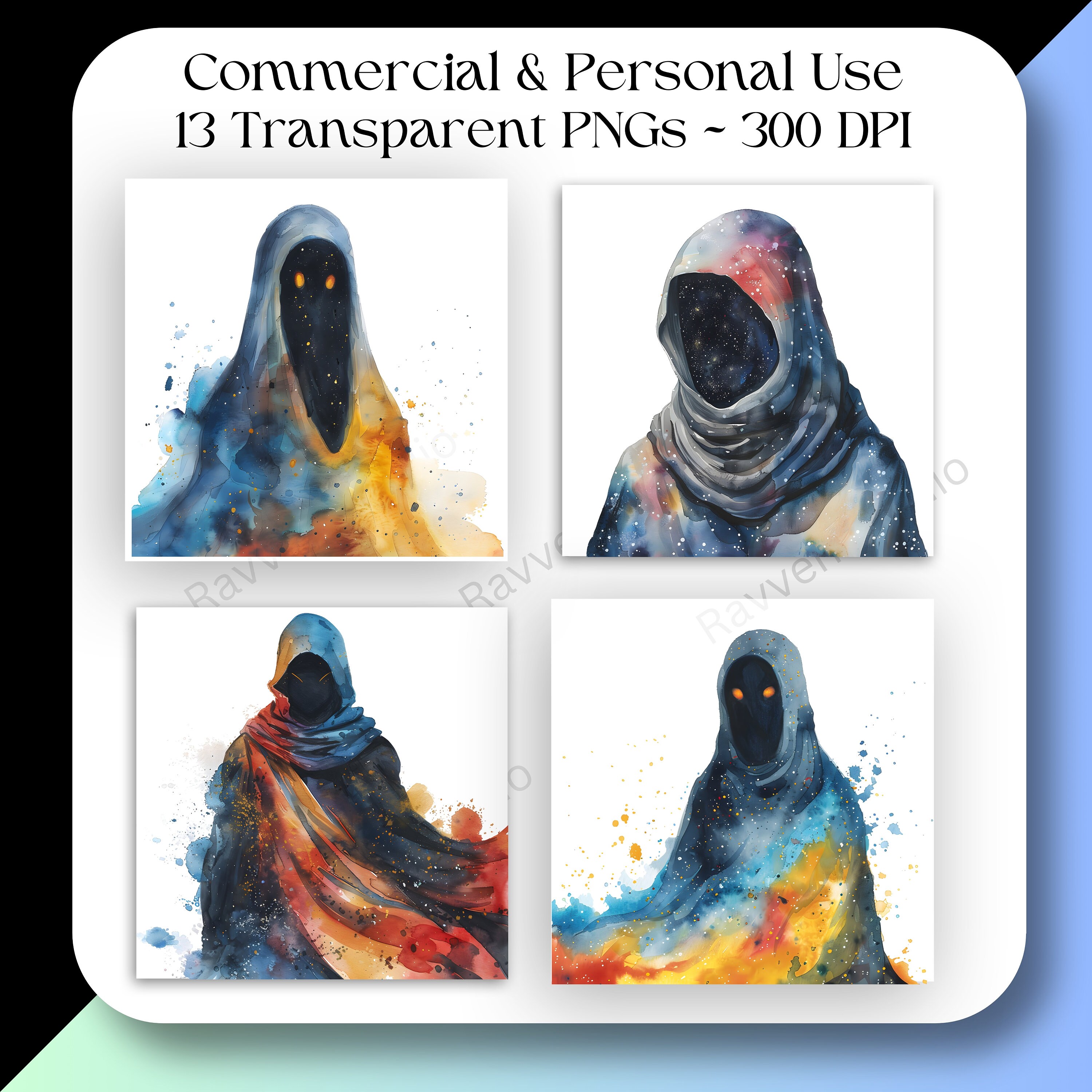Phantom Wraith Clipart, Space Ghost Clip Art, Horror PNG, Instant ...