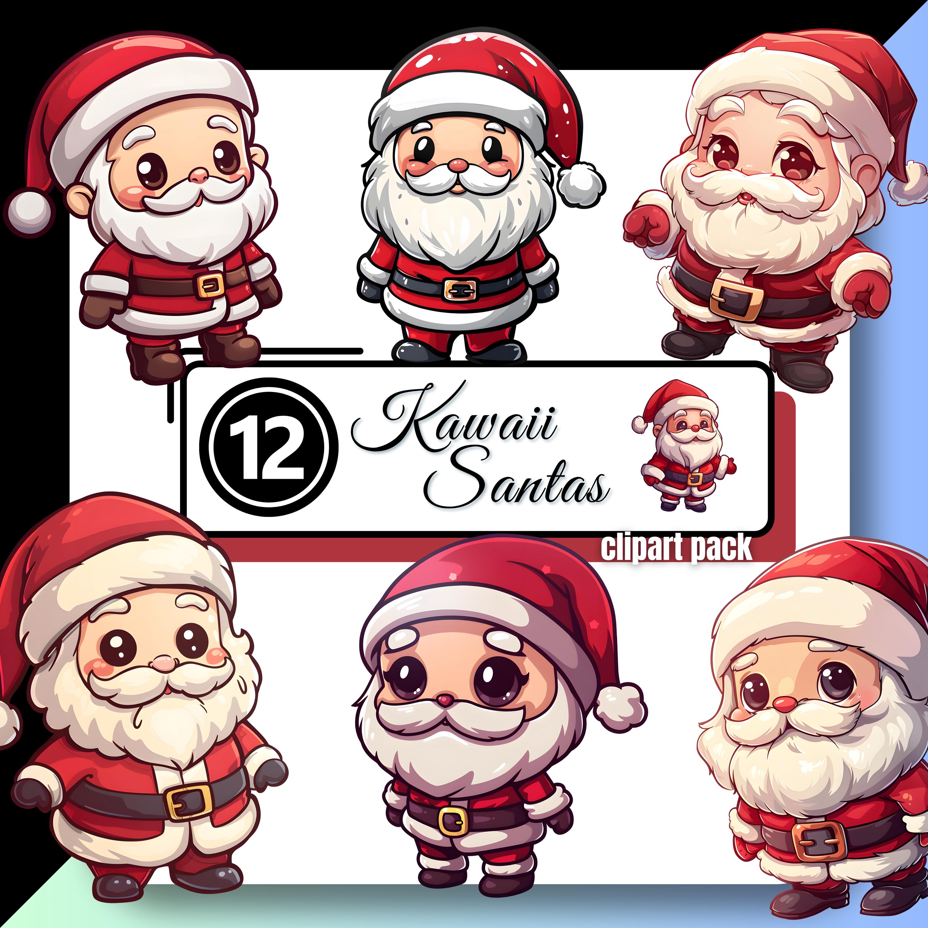 Kawaii SANTA Claus Clipart Graphic Festive Christmas Xmas Ho Ho Holiday ...