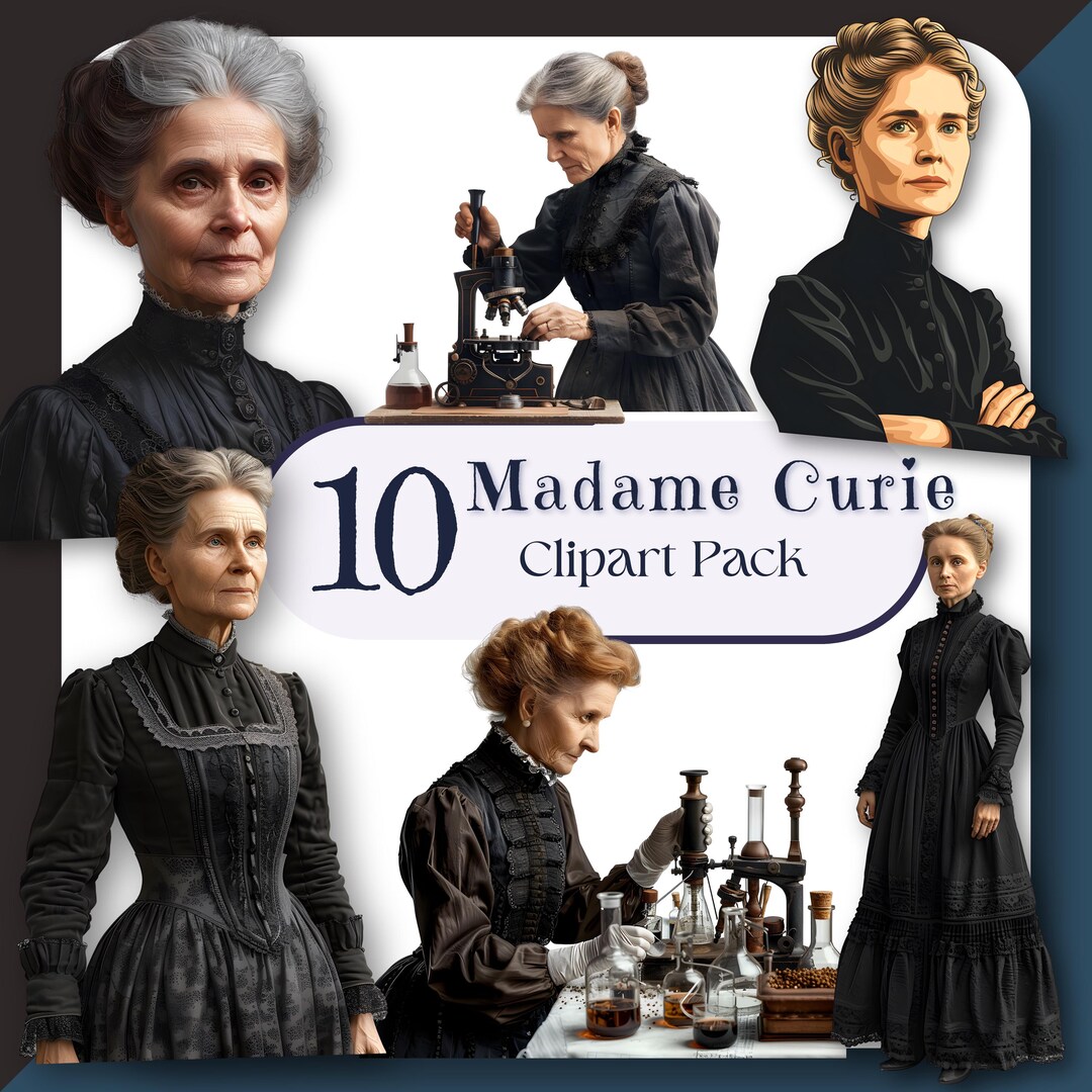 MADAME CURIE Clipart Pack, Medical Woman Leader Graphics, Digital ...