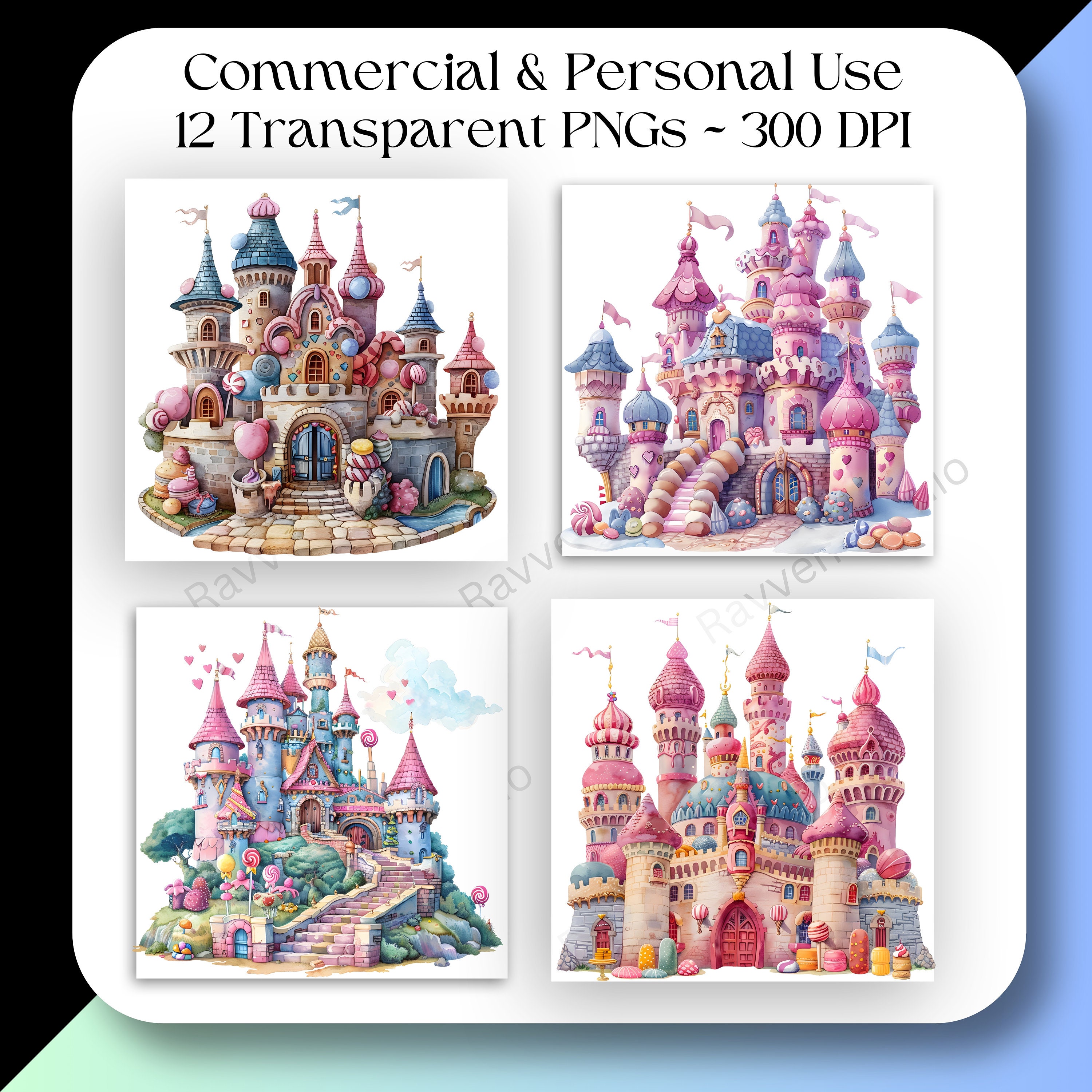 Candyland Castle Clipart, Fantasy Candy Castle Clip Art Princess Castle ...