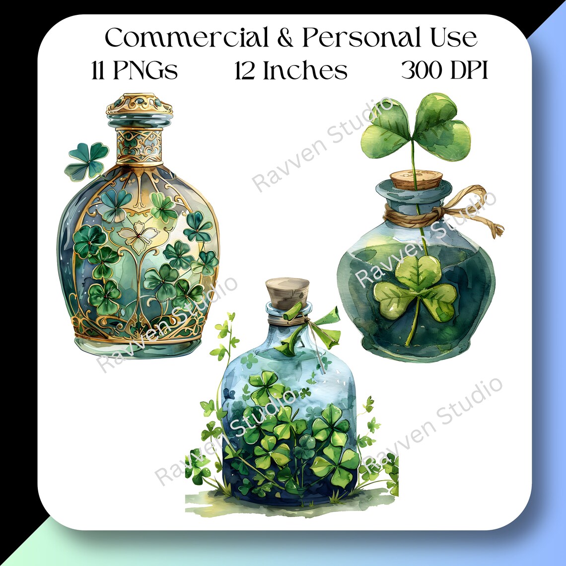 Lucky Potion Clipart, Magic Bottle Clipart, Watercolor Potion Clipart ...