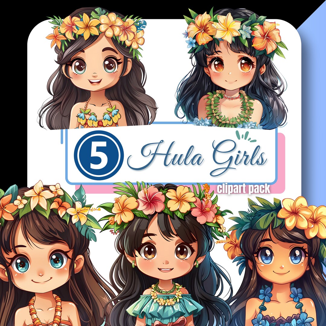 Luau Hula Girl Clipart, Hawaii Clip Art, Luau Party Décor Hawaiian ...