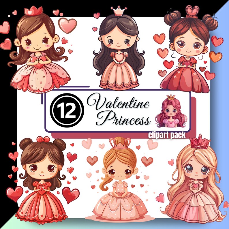Valentine PRINCESS Clipart Anime Kawaii Chibi Heart Clip Art High ...