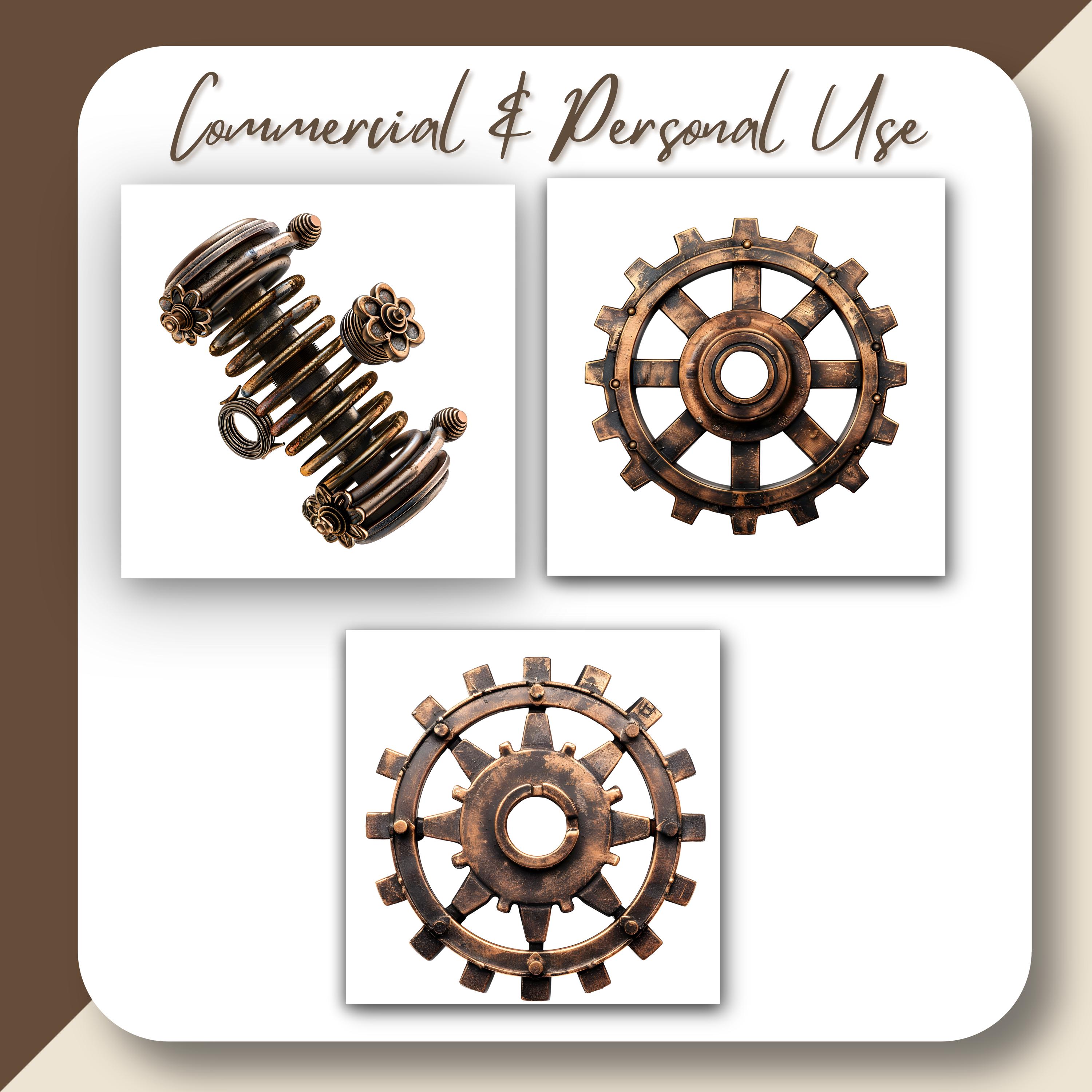 STEAMPUNK Cogs Clipart Vintage Gears Clockwork Mechanical Illustrations ...