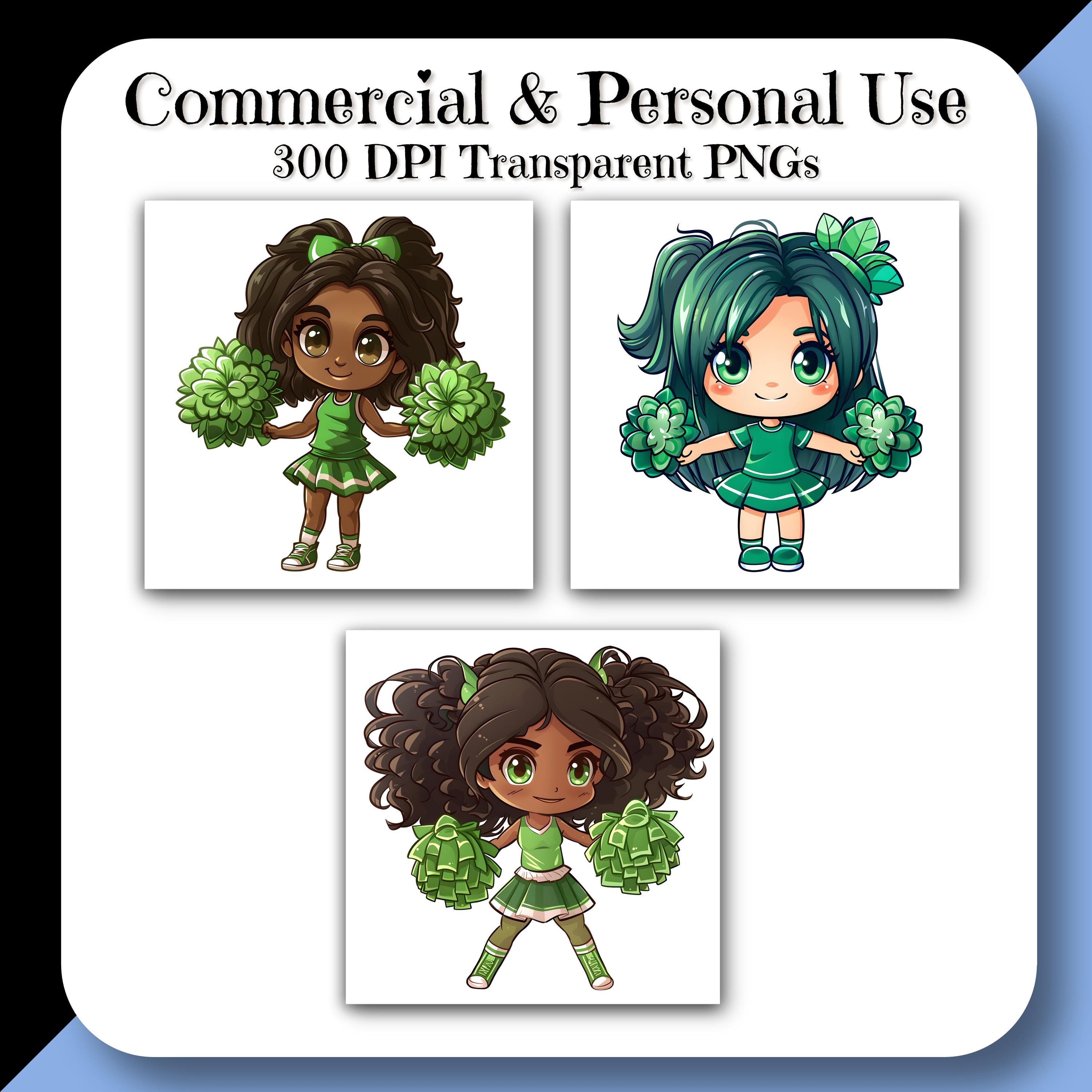 Chibi CHEERLEADER Clipart Set C PNG, Girl Cheer, Digital Download for ...