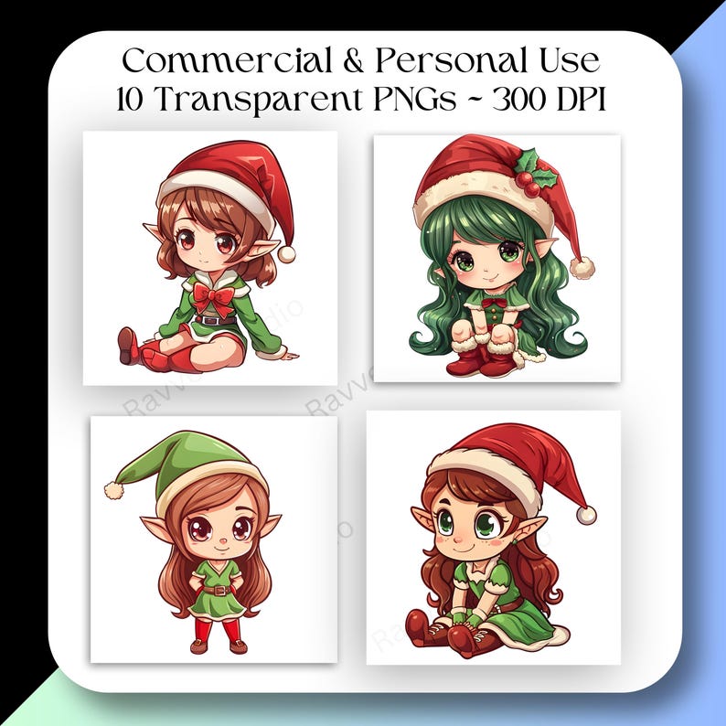 Santa's Helper ELF Clipart Clip Art Holiday Manga Christmas Party ...