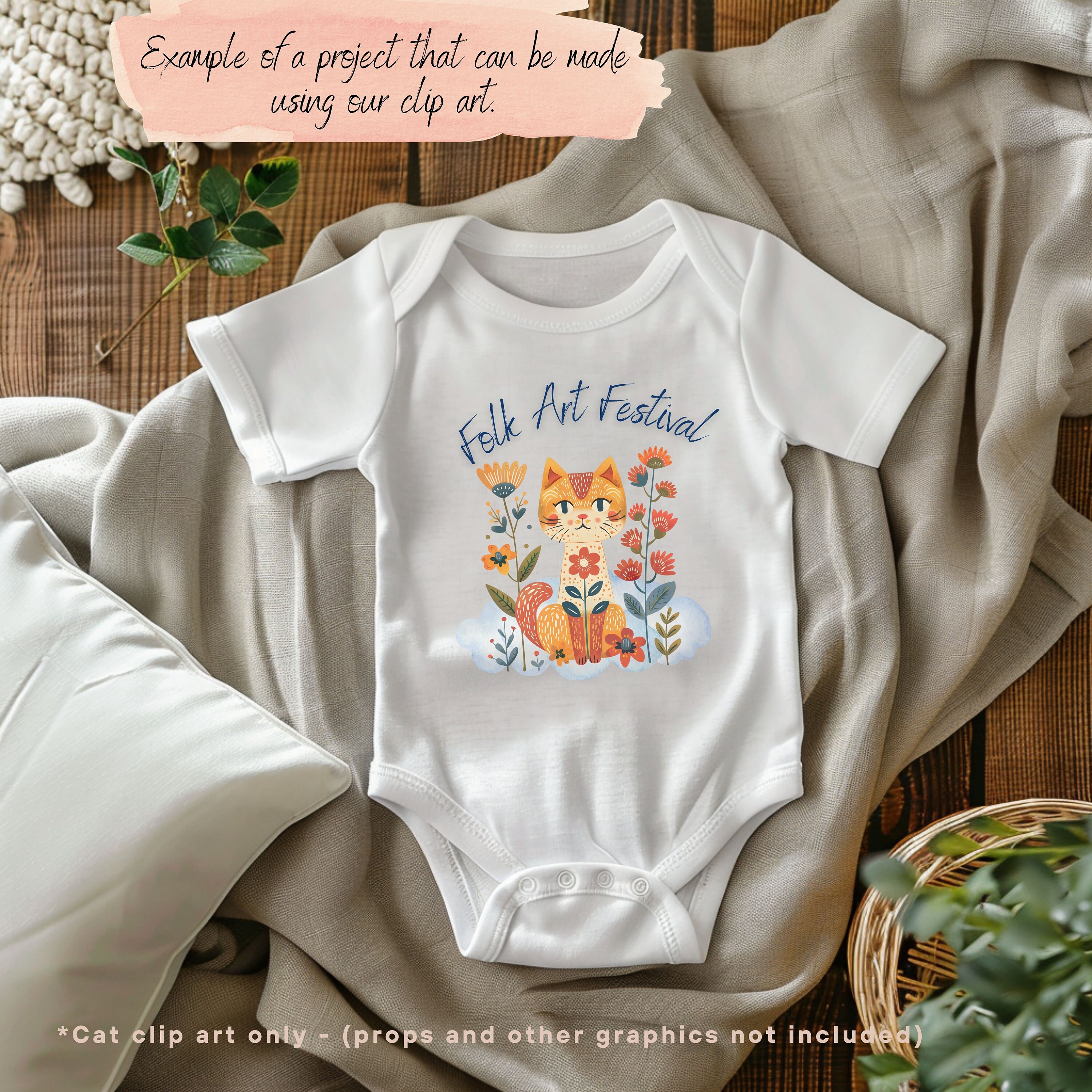 Folk Art Orange Cat Clipart | Digital Download | Commercial Use ...