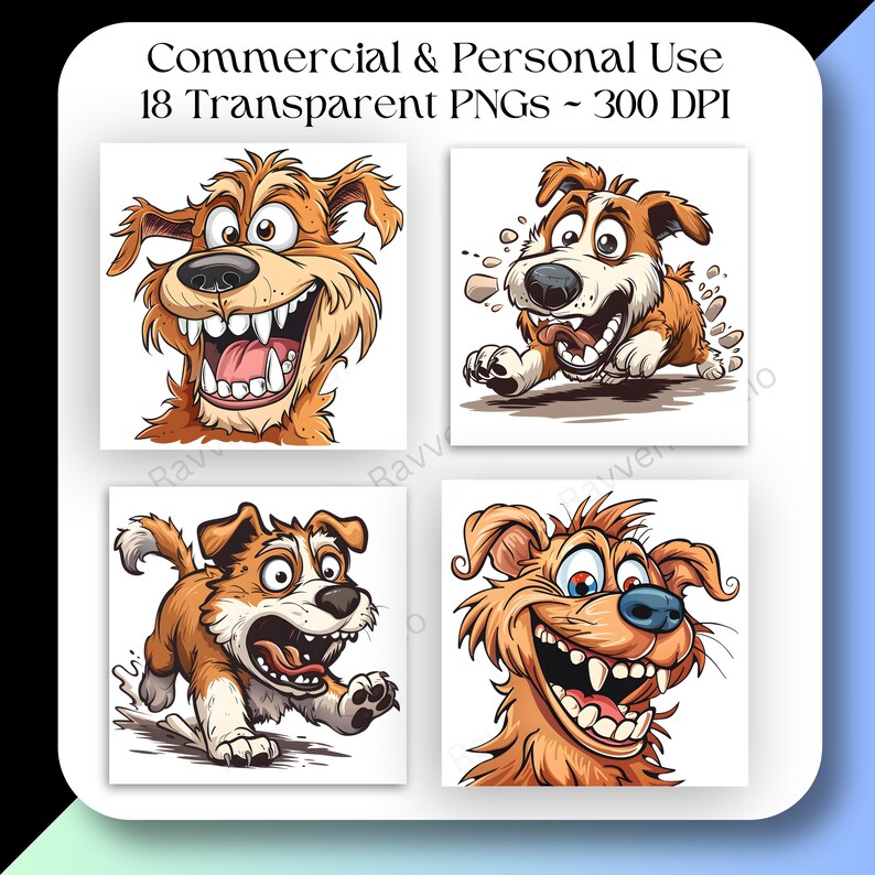 Crazy Dog Clipart Quirky Pet Animal Mutt Funny Canine Junk Journal PNG ...